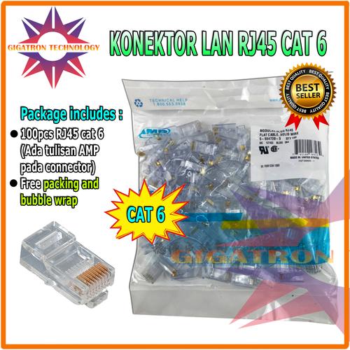 Promo RJ45 Cat6 Konektor RJ45 Cat 6 AMP Connector RJ45 Cat 6 Konektor ...