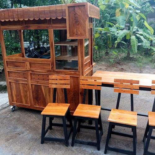 Jual gerobak booth bakso satu set meja kursi kayu jati frre ongkir - 2 ...