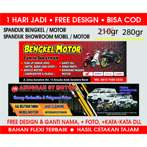 Jual SPANDUK BENGKEL MOTOR / MOBIL - 100cm x 50cm - Jakarta Barat ...