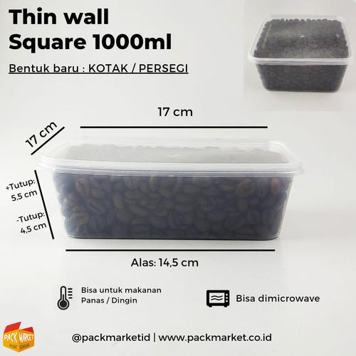 Jual KOTAK MAKAN PLASTIK 1000ml/ THIN WALL TEBAL/BENTO BOX/ KEMASAN ...