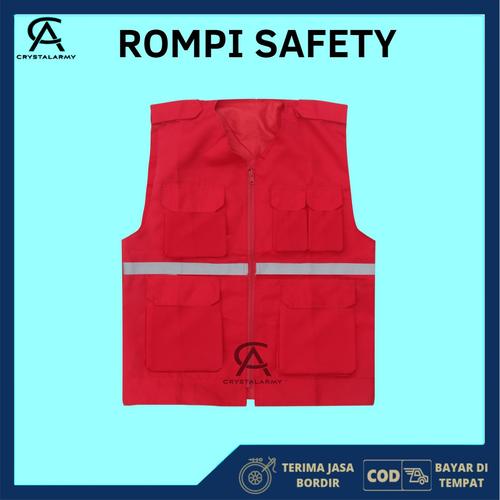 Jual rompi safety - vest pria - rompi proyek - rompi lapangan - Merah ...