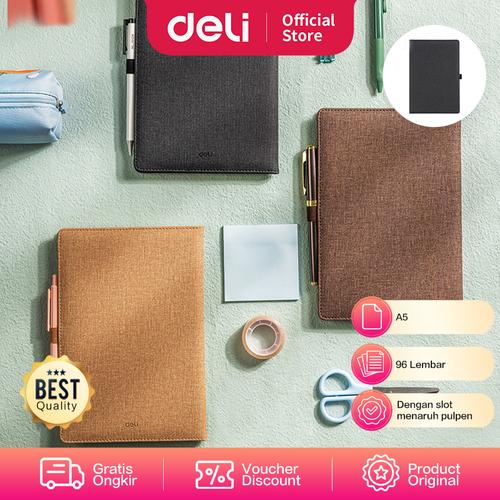 Jual Deli Canvas Cover Notebook Buku Catatan Agenda Sampul Kain EN118L ...