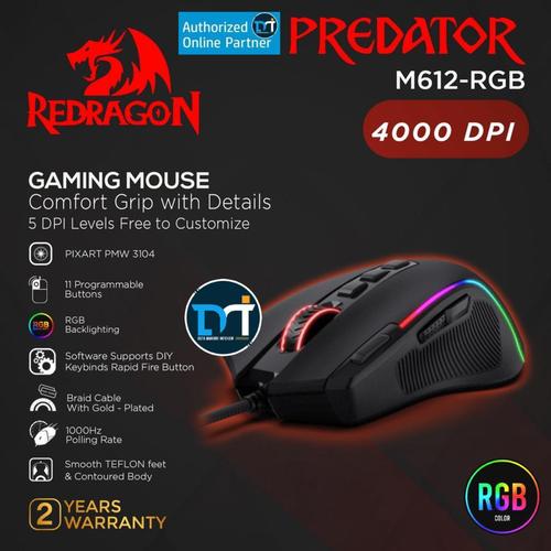 Jual Redragon M612 RGB PREDATOR - RGB Wired Gaming Mouse - Jakarta ...