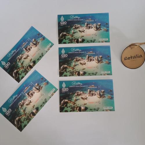 Jual Souvenir Sheet Perangko Belitong UNESCO Global Geopark, G20 Tahun ...
