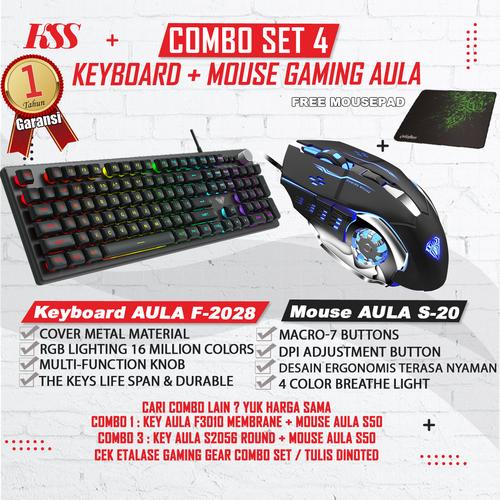 Jual Combo AULA GAMING Keyboard F-2028 Knob dan Mouse AULA S20 RGB ...