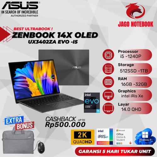 Promo Asus Zenbook 14 Oled UX3402ZA Touch Evo i5 1240P 16GB 512SSD W11 ...