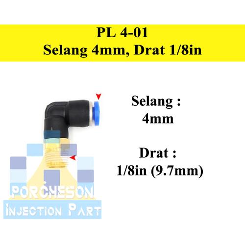 Jual PL pneumatic connector fitting nepel PL elbow drat selang model L ...