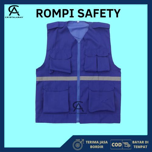 Jual rompi safety - vest pria - rompi proyek - rompi lapangan - biru ...