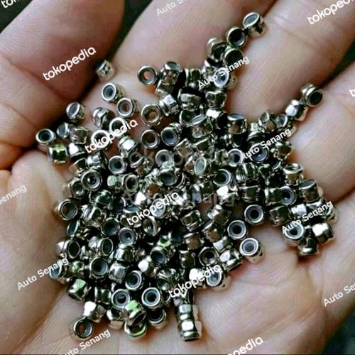 Jual Rep mur alloy lock nut nylon 2MM kunci 4MM perak/silver Tamiya ...