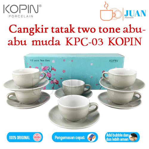 Jual Cangkir set 6psg cangkir & saucer two tone grey / tea set KPC-03 ...