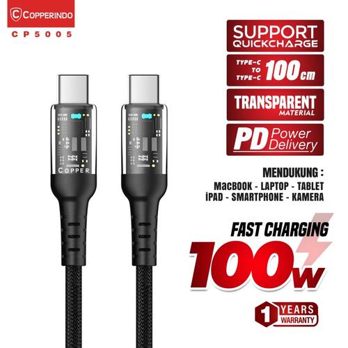 Promo COPPER CP5005 Kabel Data Transparan 100W PD - Type-C to Type-C ...