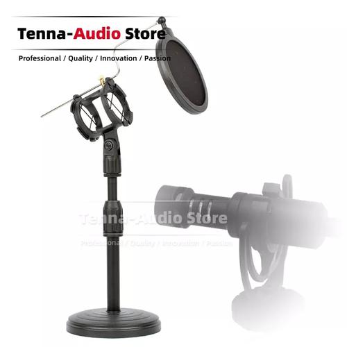 Jual Metal Tabletop Stand Mic with Shockmount Mini Pop filter kamera ...