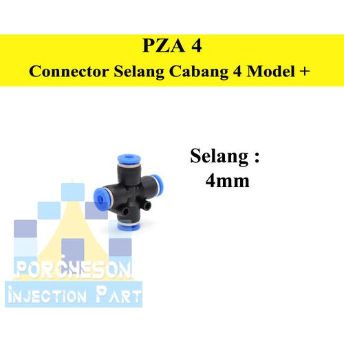 Jual PZA / MPZA Connector Selang cabang 4 Fitting 4 cabang selang model + - PZA-4 - Kota ...