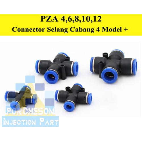 Jual PZA / MPZA Connector Selang cabang 4 Fitting 4 cabang selang model + - PZA-4 - Kota ...