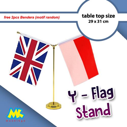 Jual Y - Stand Tiang 2 Bendera Meja / Stainless Steel Flag Pole - Kota ...