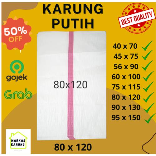 Jual Karung Plastik Putih 80cm X 120cm Karung Beras List Merah Biru TOP ...