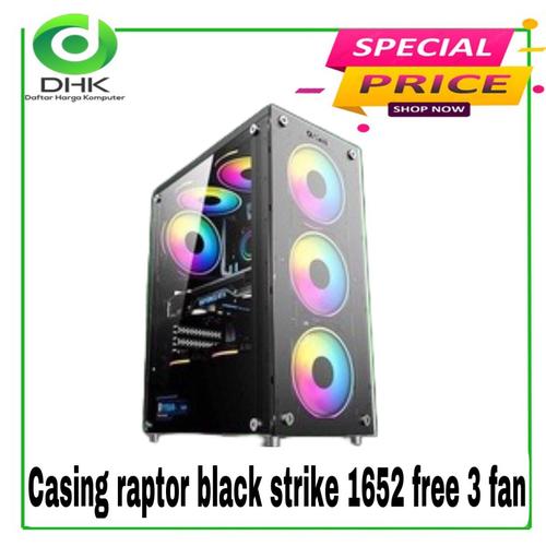 Jual Casing Raptor Black Strike 1652 Free 3 Fan RGB ATX - Hitam, 3 FAN ...