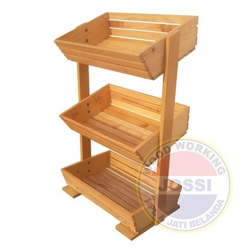 Jual Fruit Stall / Rak Buah Besar Tingkat Kayu Jati Belanda - 3 Tingkat ...
