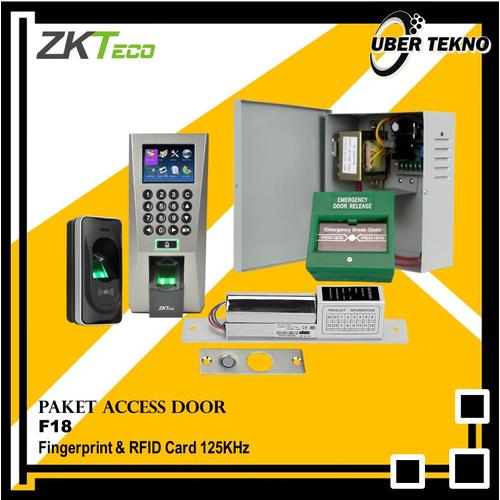 Jual Paket Access Door Fingerprint ZKTeco F18 (In Out Reader) - Pintu Kaca - Jakarta Timur ...