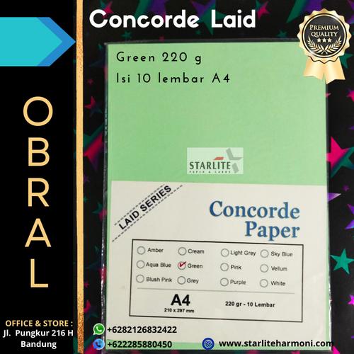 Jual Kertas Concorde paper LAID 220 gr A4 isi 10 lembar - White - Kota ...