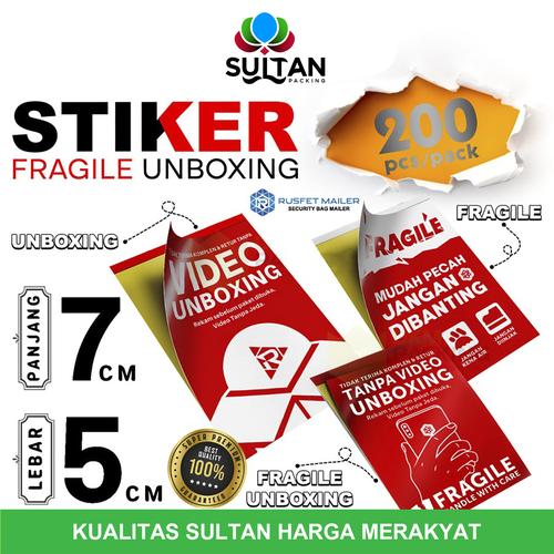 Jual Sticker FRAGILE UNBOXING Stiker Cromo HANDLE WITH CARE 200PCS ...