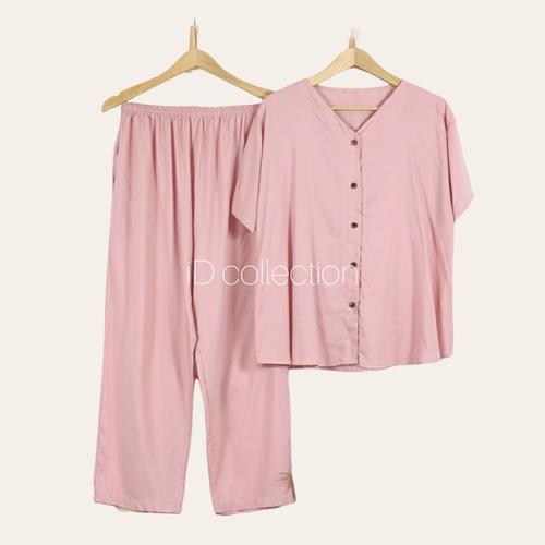 Promo Setelan Piyama Wanita Baju Tidur Rayon One Set Celana Panjang - PEACH, All Size - Kab ...