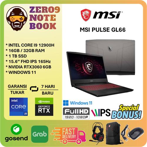 Jual LAPTOP GAMING MSI PULSE GL66 RTX3060 6GB CORE I9 12900H 32GB 1TB SSD - +PAKETBUDNLING, I9 ...
