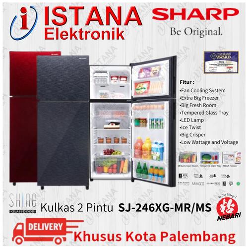 Promo SHARP KULKAS 2 PINTU SHINE GLASS DOOR SERIES 205 LITER SJ-246XG-MR/MS Cicil 0% 3x - Kota ...