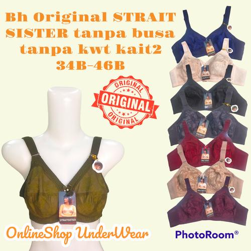 Jual BRA STRAIT SISTER ORIGINAL tanpa busa tanpa kawat - Hitam, 42B ...