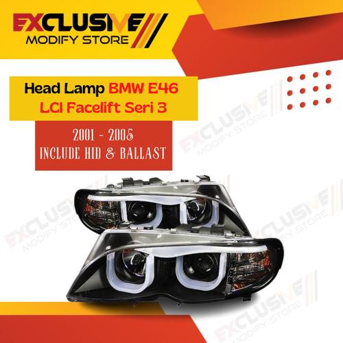 Jual HEAD LAMP BMW E46 LCI FACELIFT SERI 3 2001-2005 INCLUDE HID ...