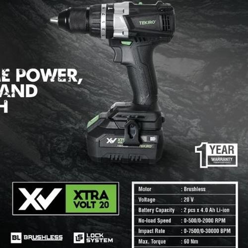 Jual Tekiro Hammer cordless hammer drill XV 20V Mesin bor baterai 13mm 20 Volt brushless Xtra ...