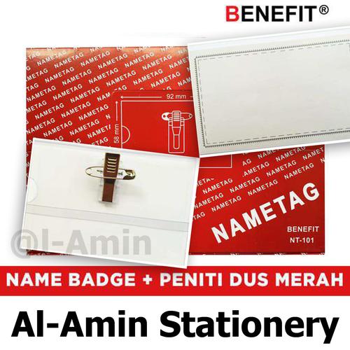 Jual Name Tag BENEFIT NT-101 Peniti + Jepit Buaya Besi Dos Merah (50pcs ...