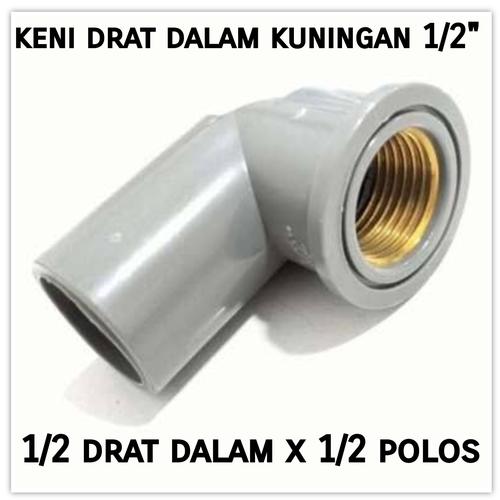 Jual Keni drat dalam 1/2" inch Kuningan Faucet elbow knee kenie drat 1/ ...