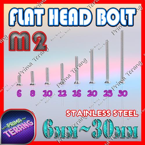 Jual Baut JF Flat Head M 2 Kepala Rata 6 8 10 12 16 20 25 30 mm FH M2 ...