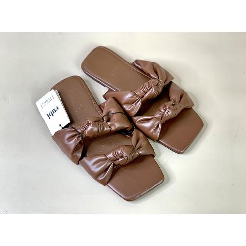 Jual RUBI Sandals Sandal Santai Leather Brown Ribbon 2 Strap Original ...