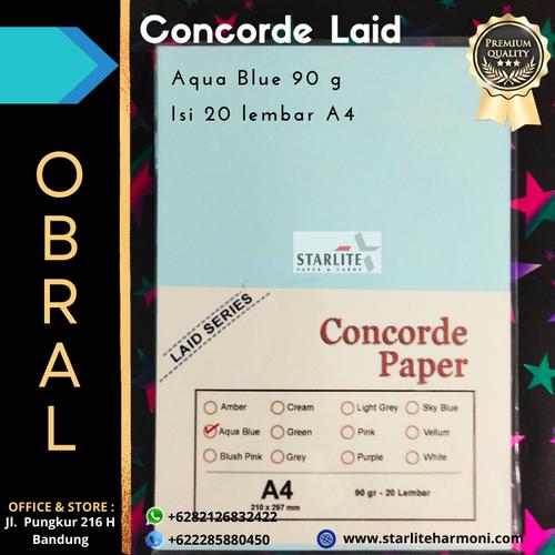 Jual Kertas Concorde paper LAID 90 gr A4 isi 20 lembar - Aqua Blue ...