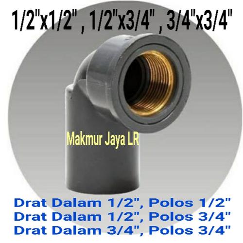 Jual KENI DRAT DALAM Kuningan 1/2 3/4 1/2 x 3/4 inch PVC FAUCET KNEE ELBOW - 1/2" x 1/2" - Kota ...