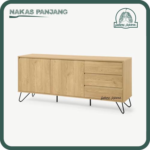Jual Lemari nakas bufet minimalis kayu jati kaki besi tiga pintu bufet ...