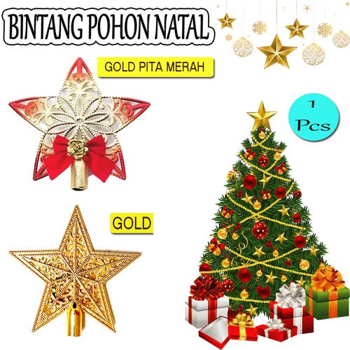 Jual Bintang Hiasan Pohon Natal Gold Hiasan Pucuk Pohon Natal Ornamen ...