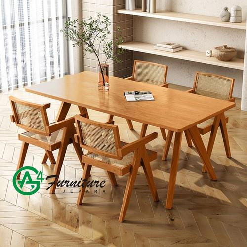 Jual Meja Makan Kayu Jati Minimalis 4 Kursi Rotan - Kab. Jepara - AG4 ...