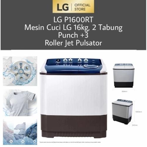 Jual LG Mesin Cuci 2 Tabung 16 Kg P1600RT Rollet Jet Pulsator P1600 ...