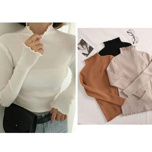 Jual Baju Rajut Daisy Curly Sweater Rajut Cewe Sterch BODY FIT - Dusty ...