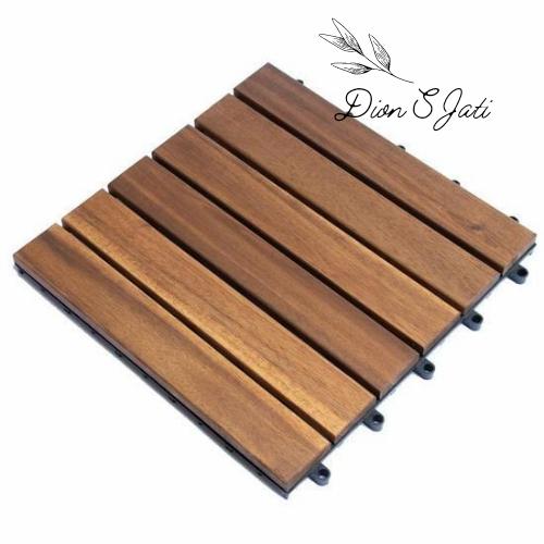 Jual lantai kayu ubin kayu decking tile motif salur 6 - Natural - Kab ...