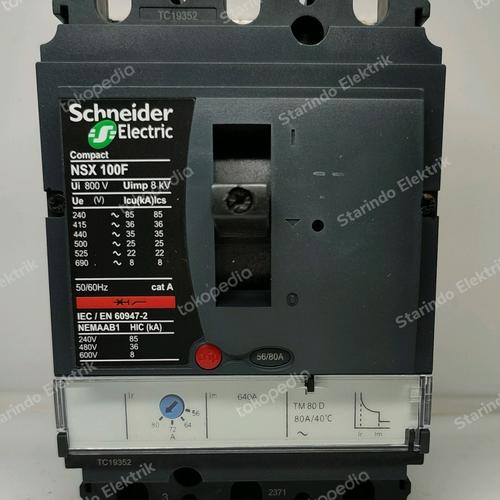 Jual MCCB / BREAKER SCHNEIDER NSX100F 3P 80A 3phase LV429631 36ka TM80D - Jakarta Barat ...