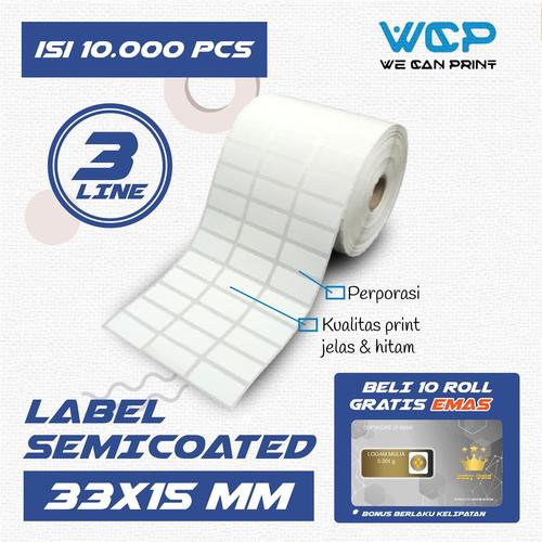Jual LABEL PRINTER BARCODE 33X15MM 33X15 MM (3 LINE) SEMICOATED 10000 ...
