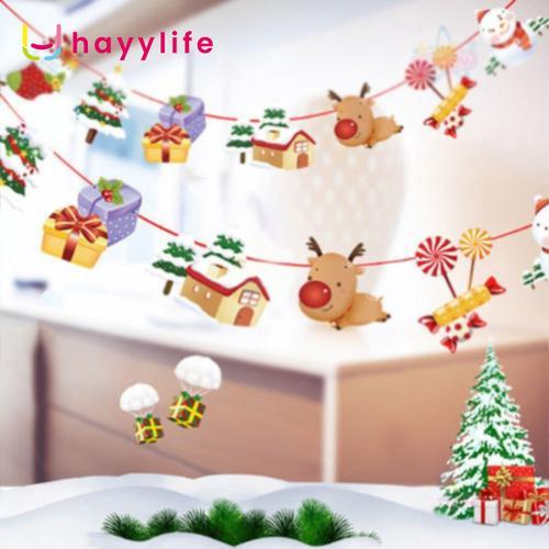 Jual HAYYLIFE Ornamen Natal-Dekorasi Natal Kartun Kertas Bendera ...