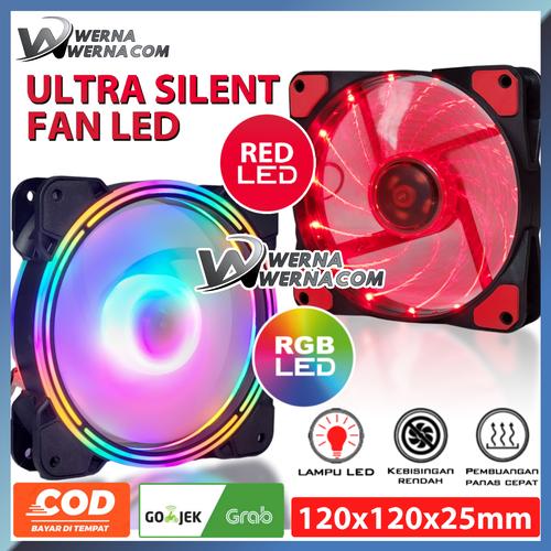 Jual FAN CASING GAMING LED PC / CPU Ultra Silent 12CM RGB dan MERAH ...
