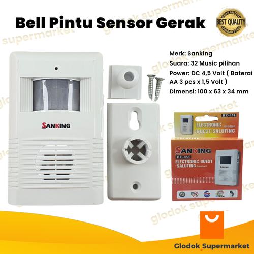 Jual Bell Pintu Otomatis Sensor Pintu Gerak Alarm Sanking BE-051 Electronic - tanpa bubble ...