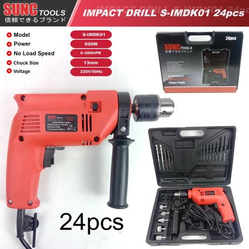 Jual Mesin Bor Listrik Set Sunc Tools 13mm Impact Drill Box Set 24 Pcs ...