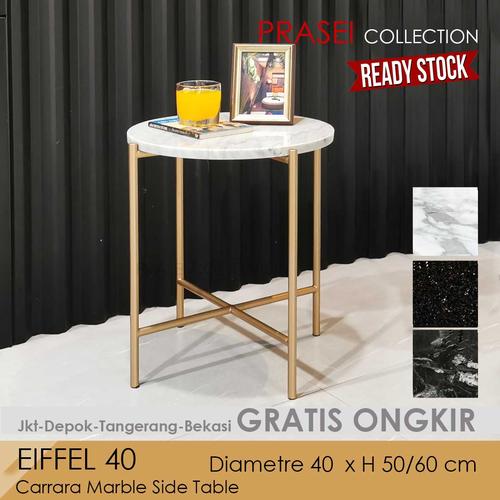 Jual EIFFEL Carrara Marble Side Table Meja Bulat Pojok Marmer Bedside Sofa - Italian Marble ...